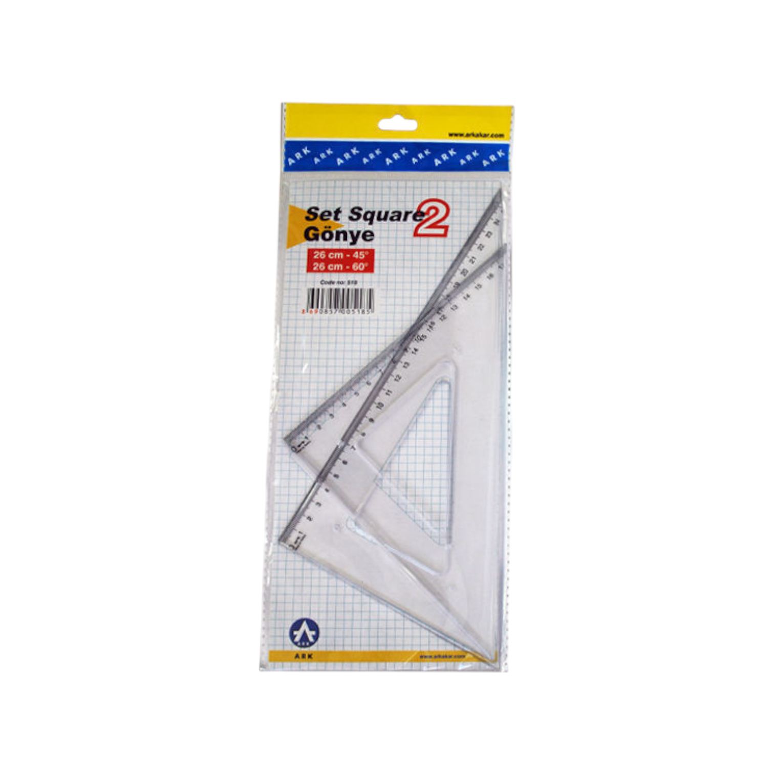Set of 2 Plastic Triangles 26 cm in Transparent Color, Dimensions 30 ...