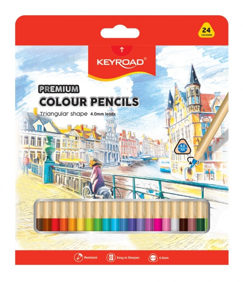 Keyroad Premium Colored Pencil Set 24 Colors – Elite Stationery El Sahhar