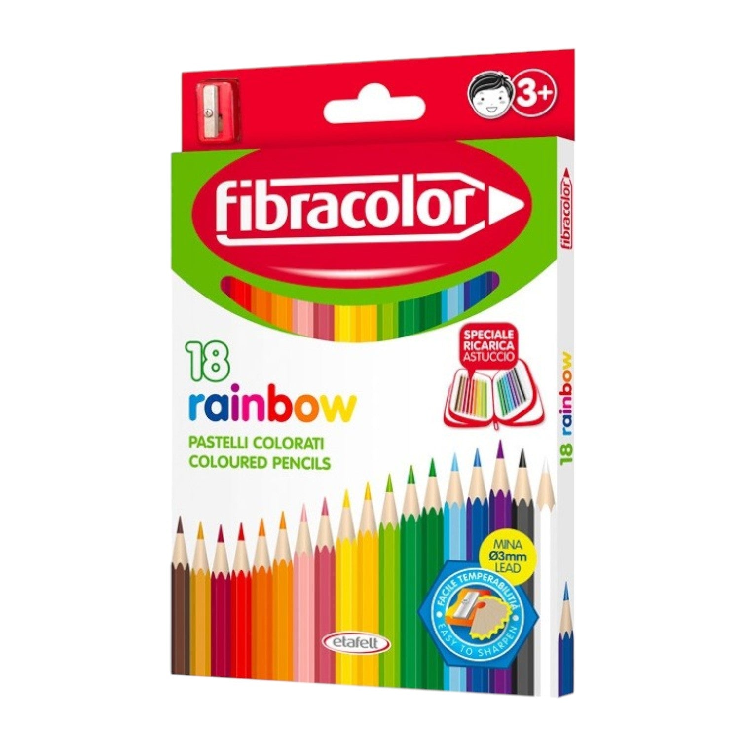 FIBRACOLOR ETAFELT Rainbow Hexagonal colored pencil Pack of 18 Colors ...