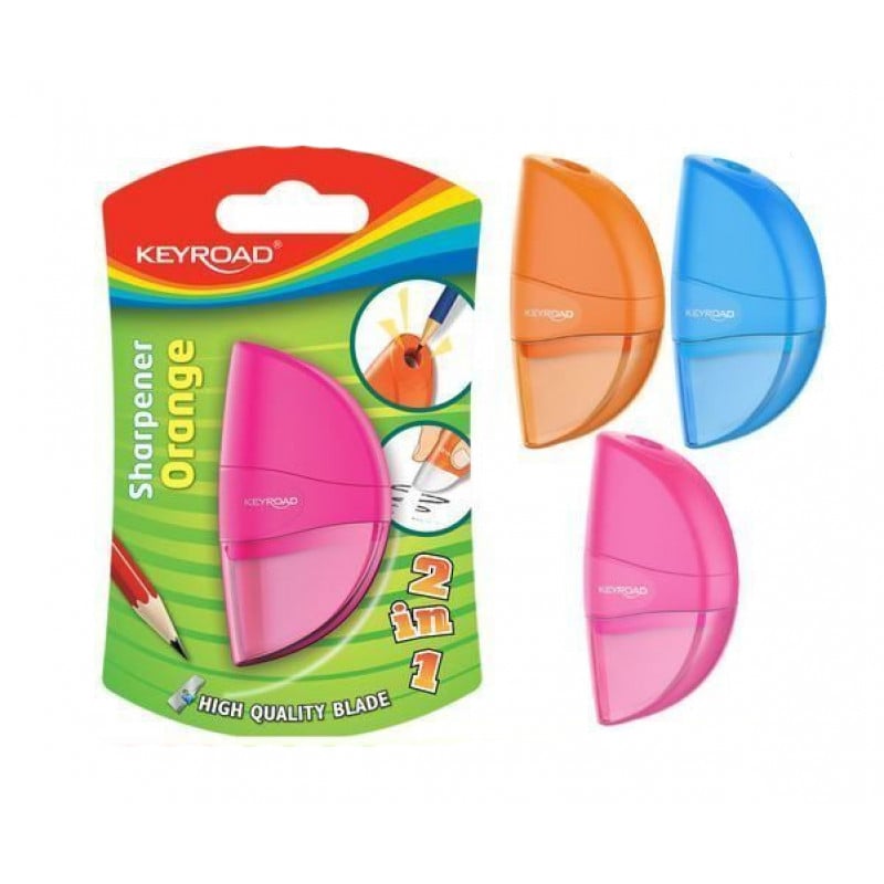 Keyroad Sharpener with Eraser 1 Hole 2 in 1 – Elite Stationery El Sahhar