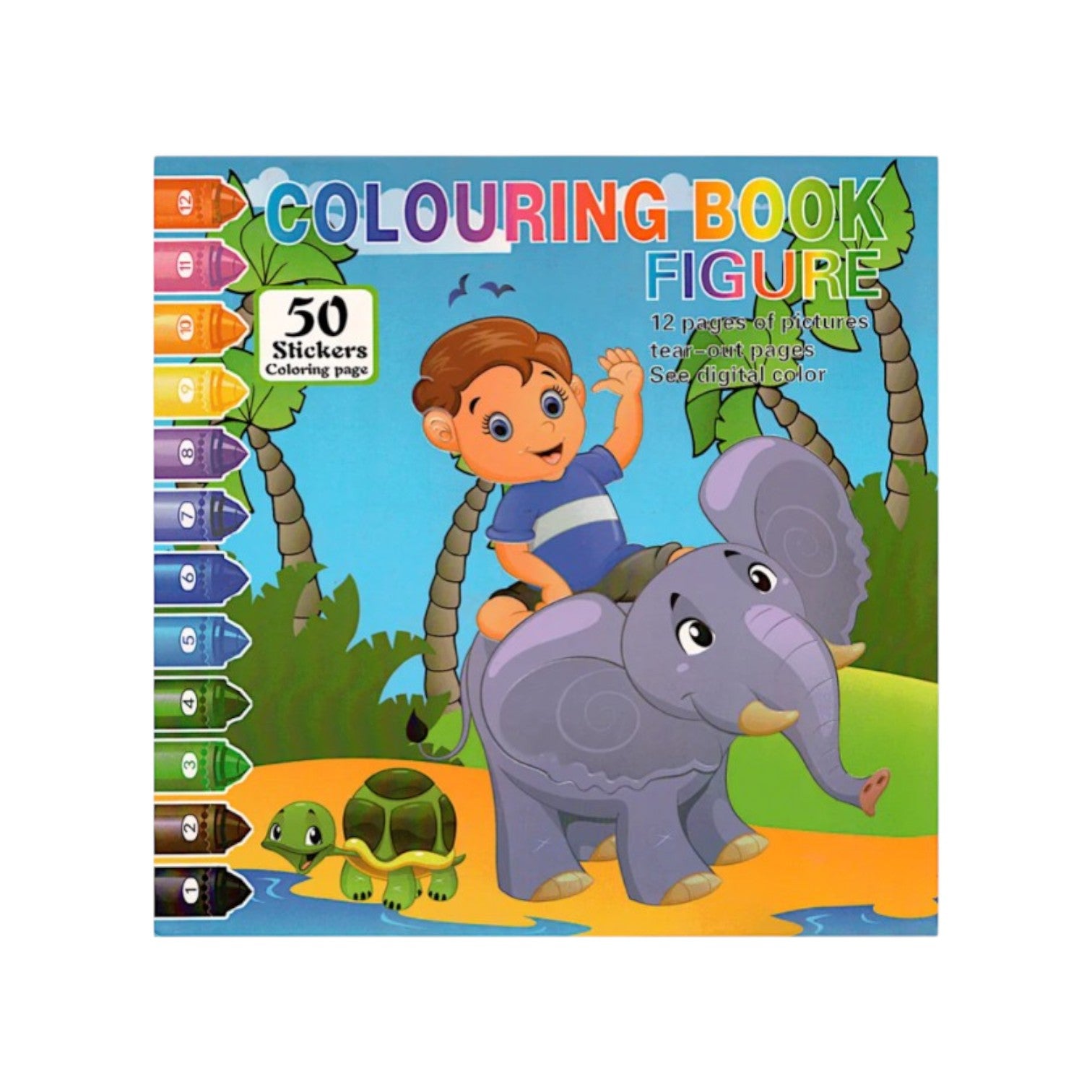 Kids Coloring Book 6 Pictures + 50 Stickers – Elite Stationery El Sahhar