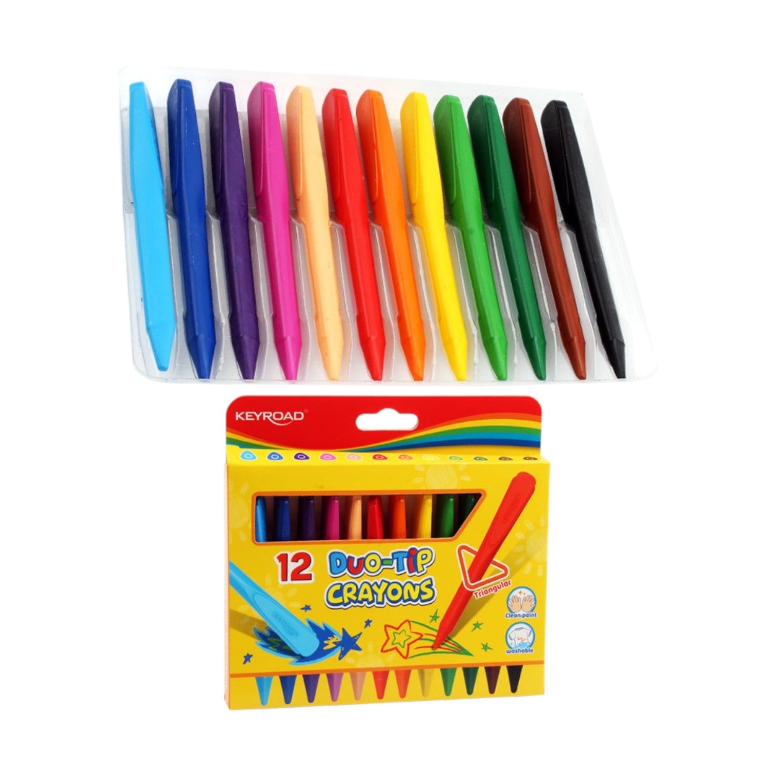 12 Colors Plastic Wax Crayons Pack - Keyroad – Elite Stationery El Sahhar