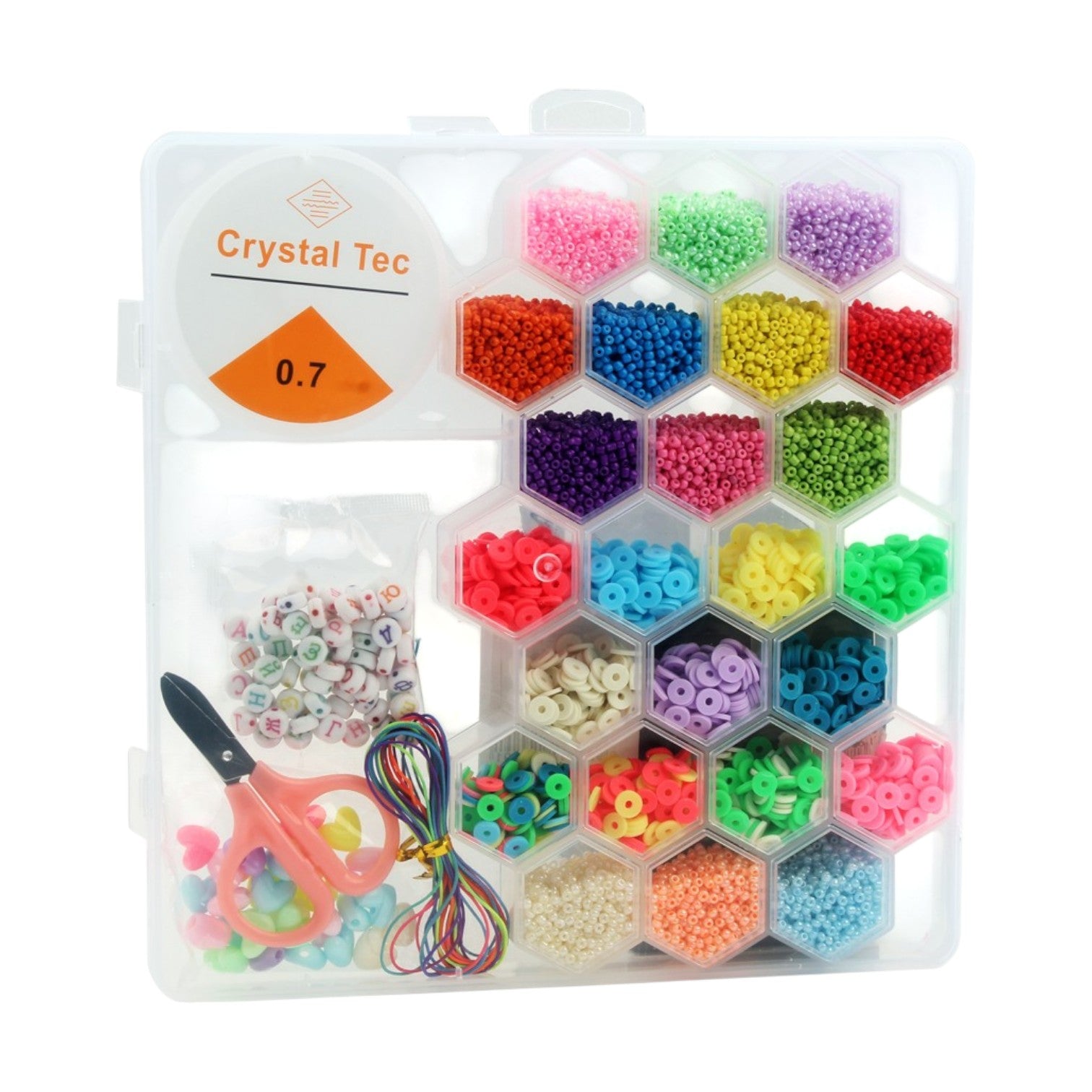 Pony Bead Set 1200 Pieces Matte Colors + Scissors + Elastic Thread + L ...