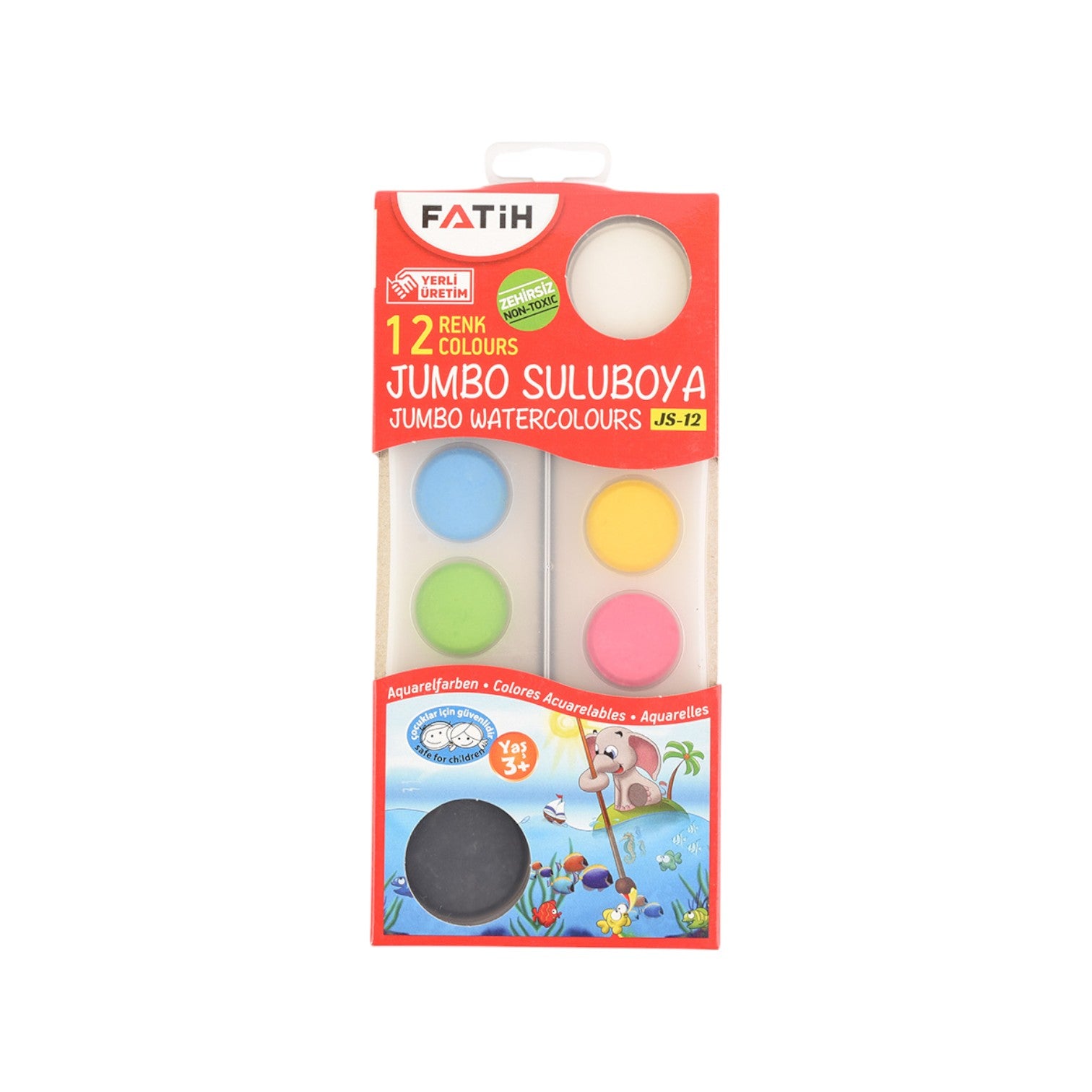 Fatih 50035 Water Color With Brush – 12 Colors – Elite Stationery El Sahhar