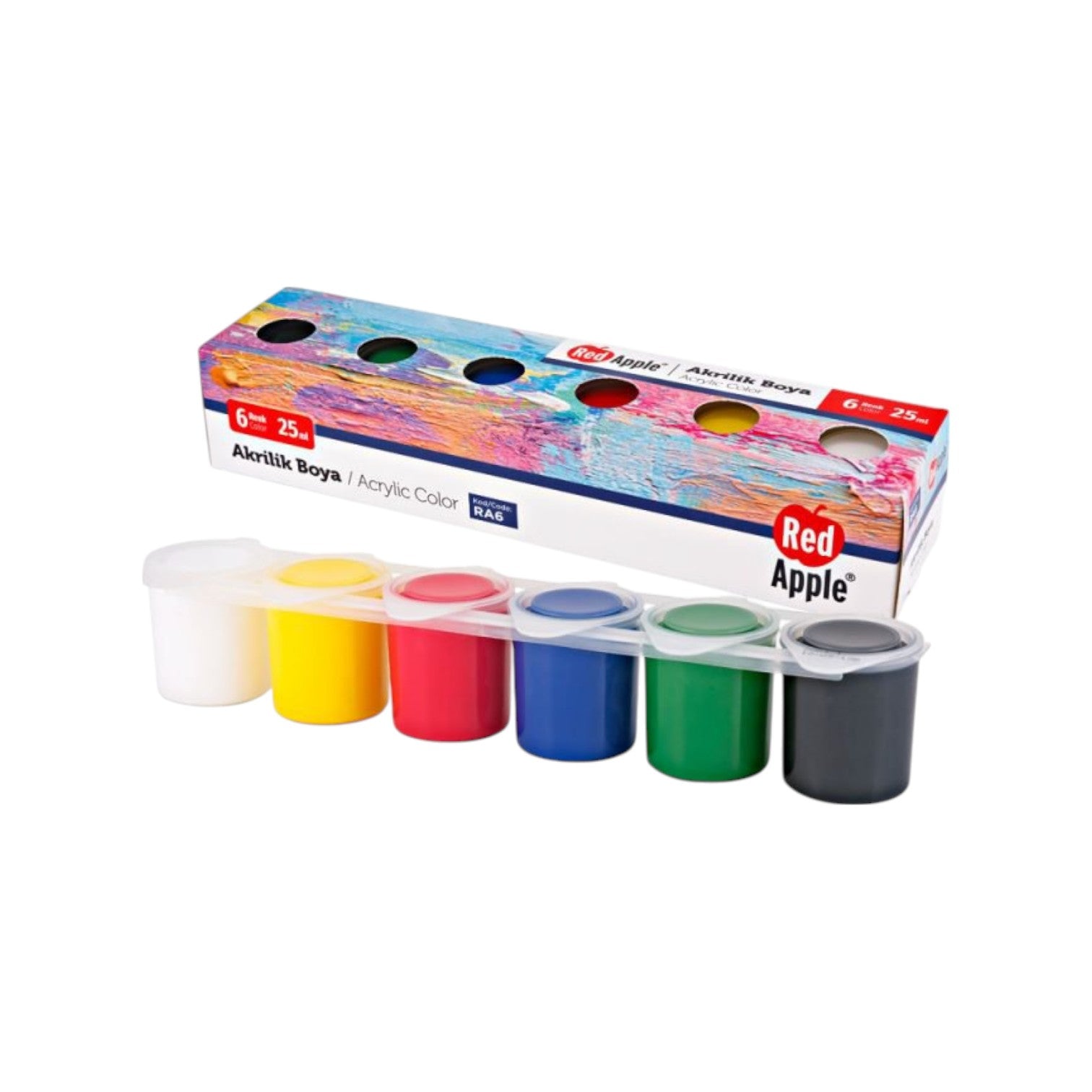 Red Apple Acrylic Paint (25m) 6 Colors – Elite Stationery El Sahhar