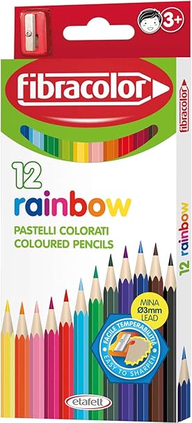 FIBRACOLOR ETAFELT Rainbow Hexagonal colored pencil Pack of 12 Colors ...