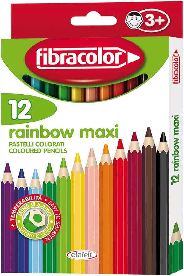 FIBRACOLOR ETAFELT Rainbow Maxi Hexagonal pencil Pack of 12 Colors ...