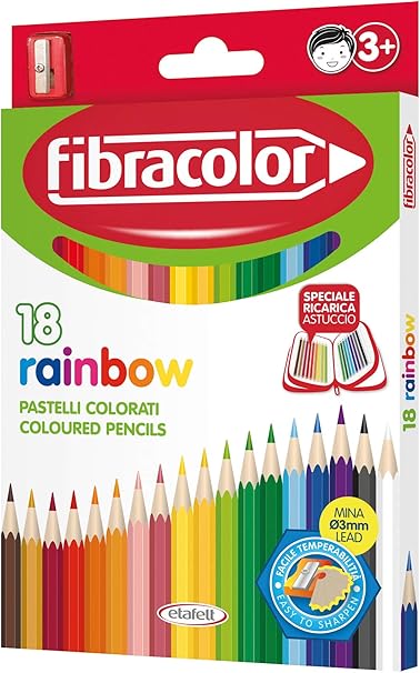 FIBRACOLOR ETAFELT Rainbow Hexagonal colored pencil Pack of 18 Colors ...