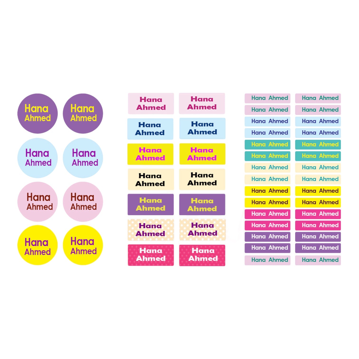 Solid Colors Girls Name Tag – Elite Stationery El Sahhar