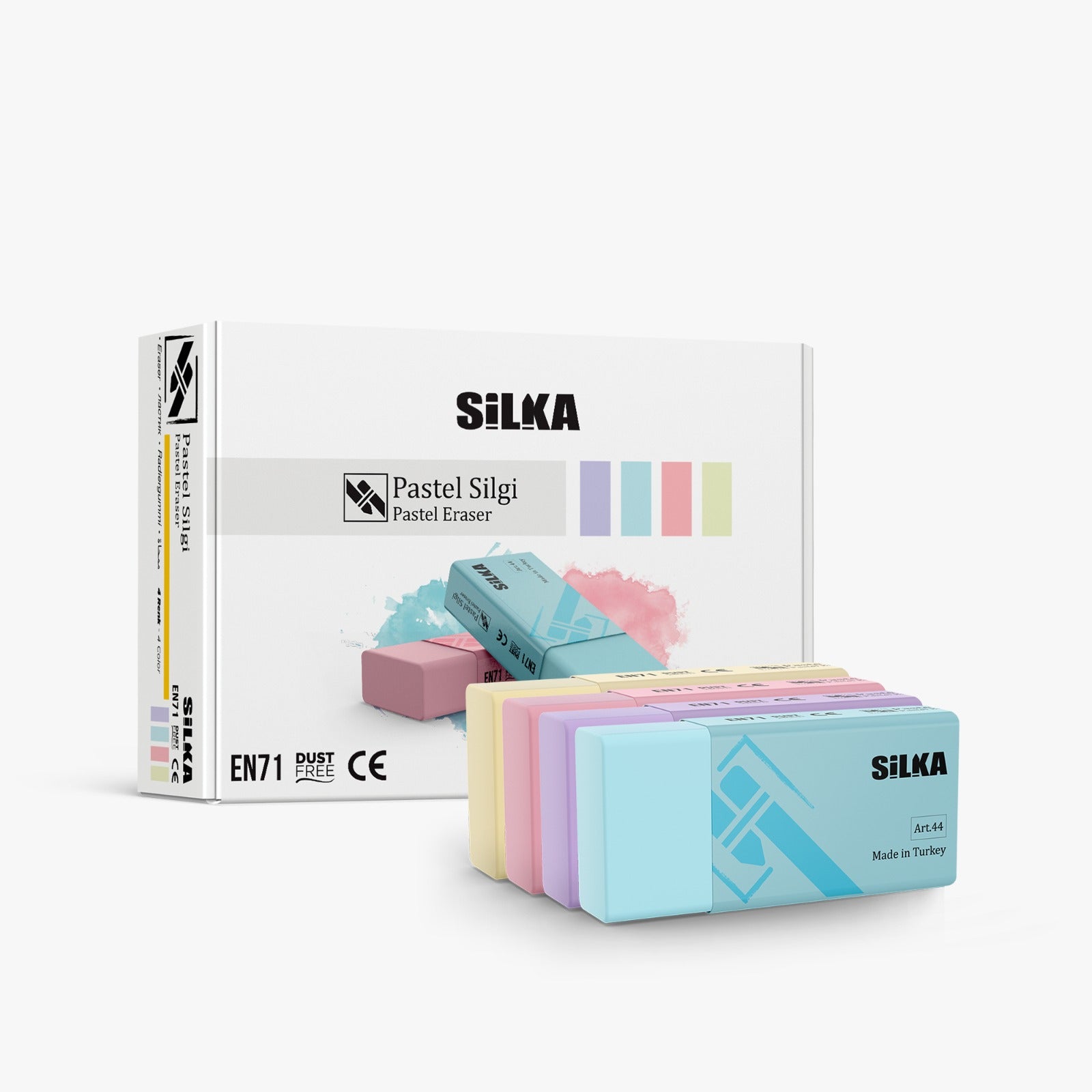 Silka ART44 eraser – Set of 24pieces/medium – pastel- 4 colors – Elite ...