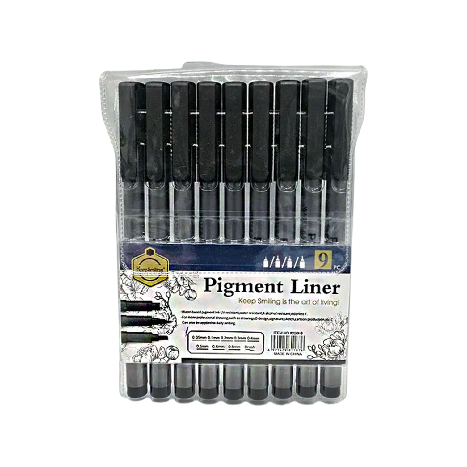 Keep Smiling Pigment Fineliner Set Of 9 – Elite Stationery El Sahhar