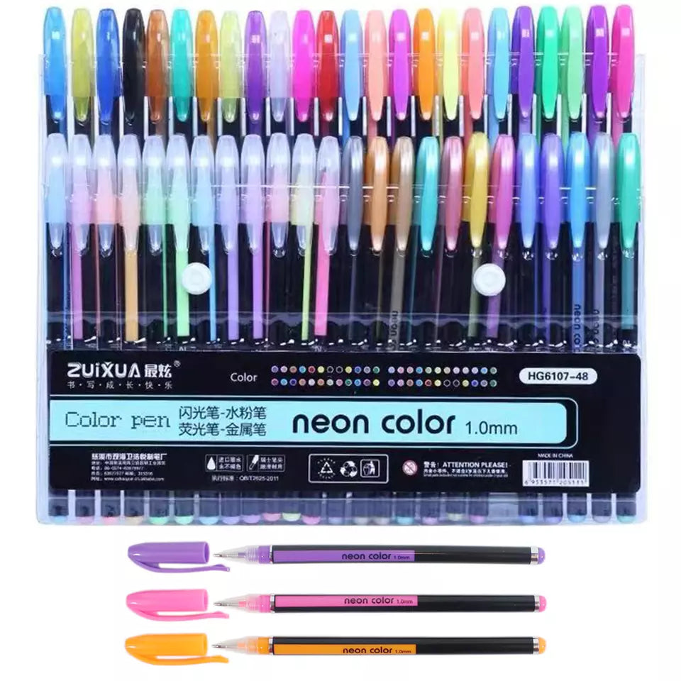 48 & 60 Unique Colors (No Duplicates) Gel Pens – Elite Stationery El Sahhar